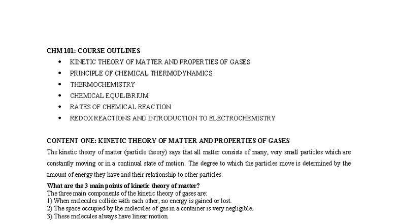 CHM 101: Lecture Notes on Kinetic Theory, Thermodynamics, and Redox ...