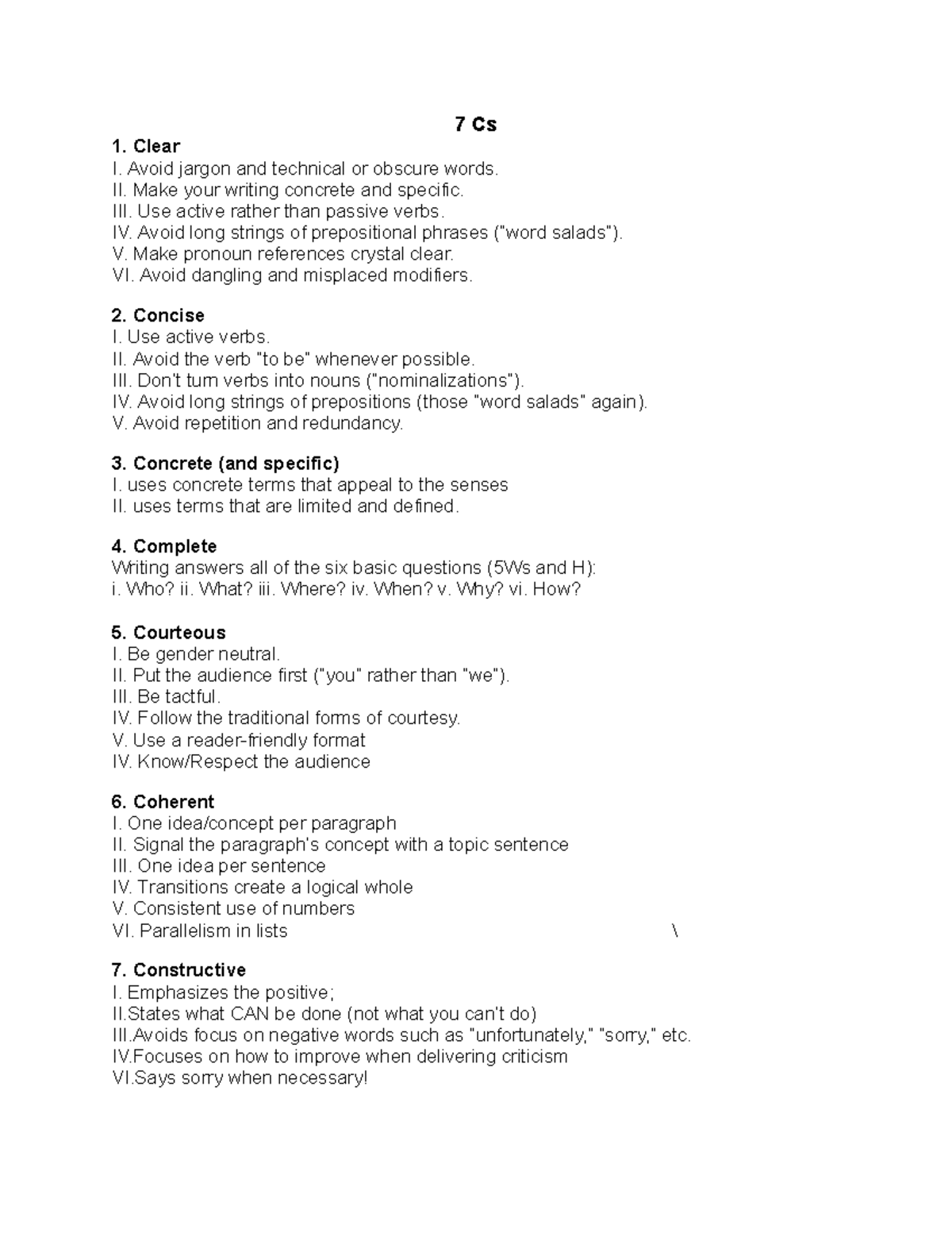 7 Cs of Effective Writing - Quick Reference Guide - Studocu