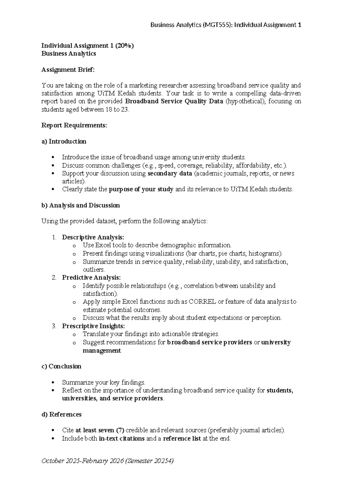 MGT555 - Business Analytics Individual Assignment 1 Report on Broadband ...