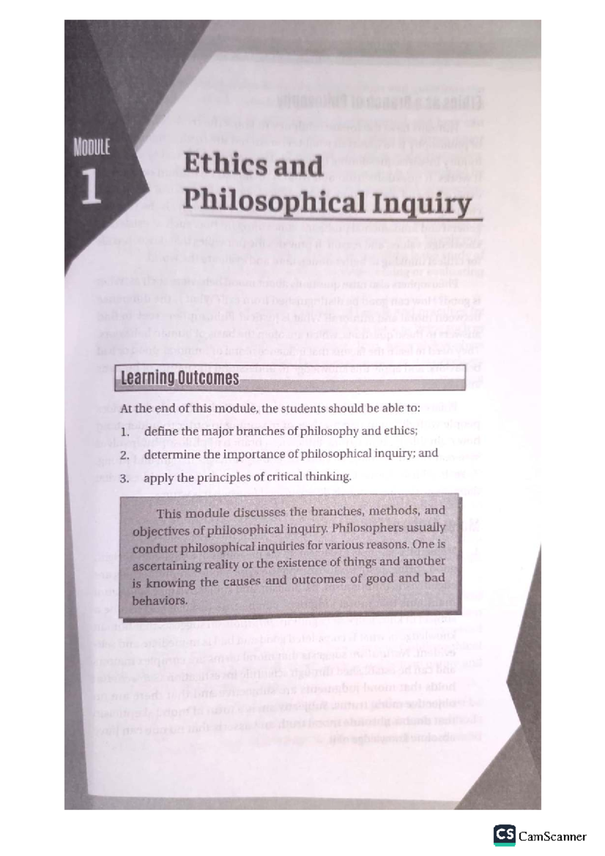 CS 101: Ethics and Philosophical Inquiry Module Overview - Studocu