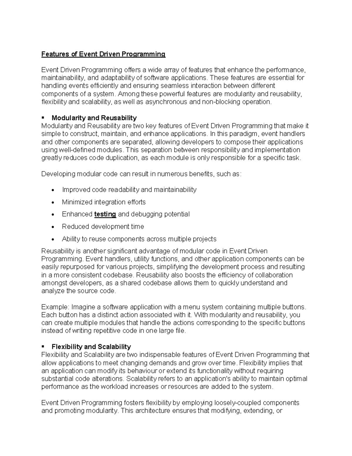 2 Features of Event Driven Programming - Features of Event Driven Programming Event Driven - Studocu