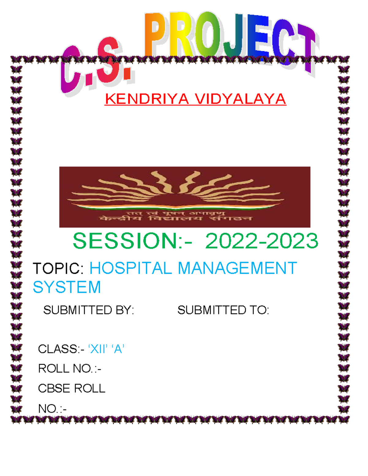 Hospital Management System Project - Class XII CS - Studocu