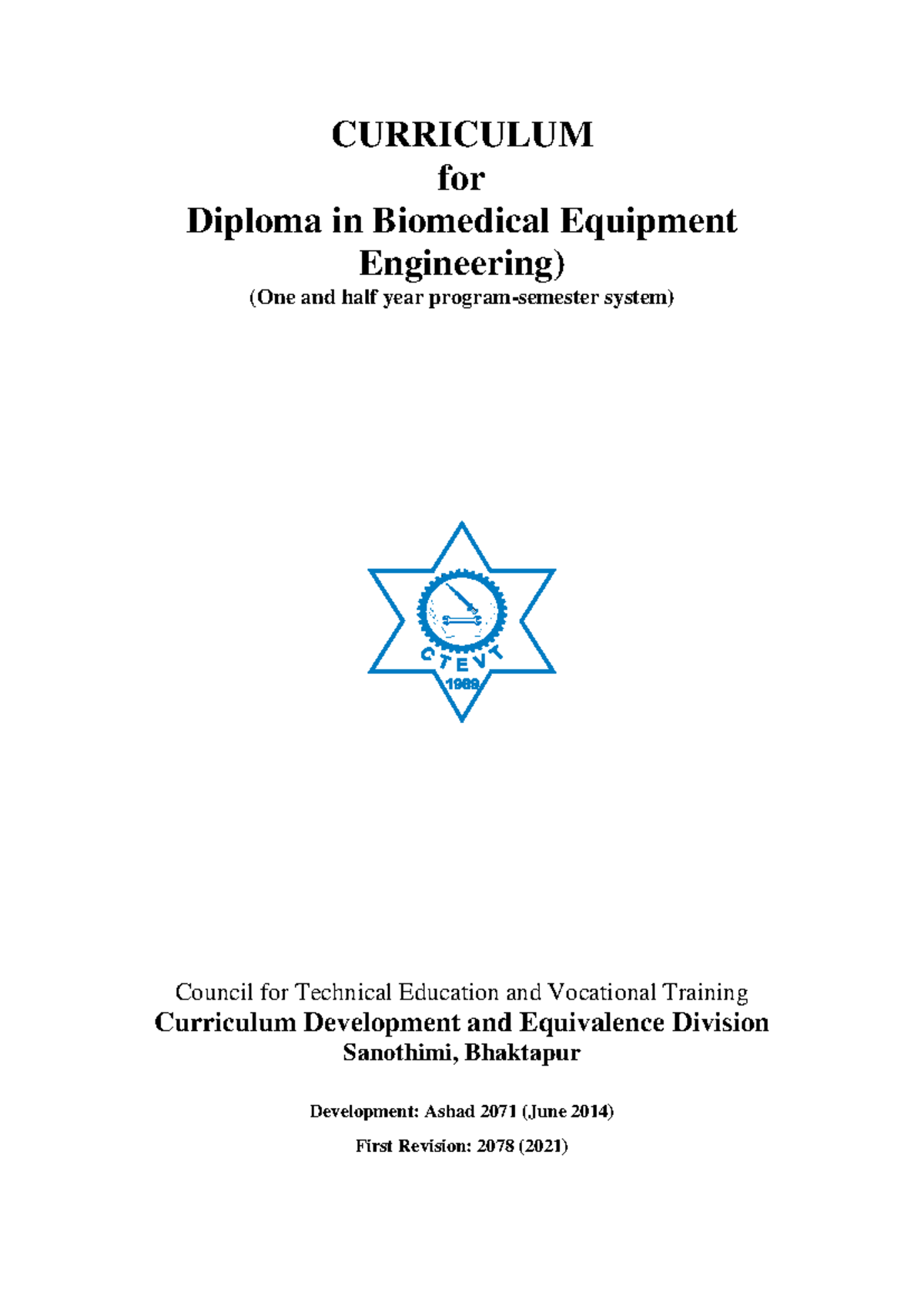 Diploma in Biomedical Equipment Engineering Curriculum (DBEE) - Studocu