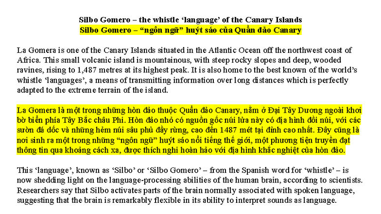 Silbo Gomero: The Whistle Language of La Gomera, Canary Islands - Studocu