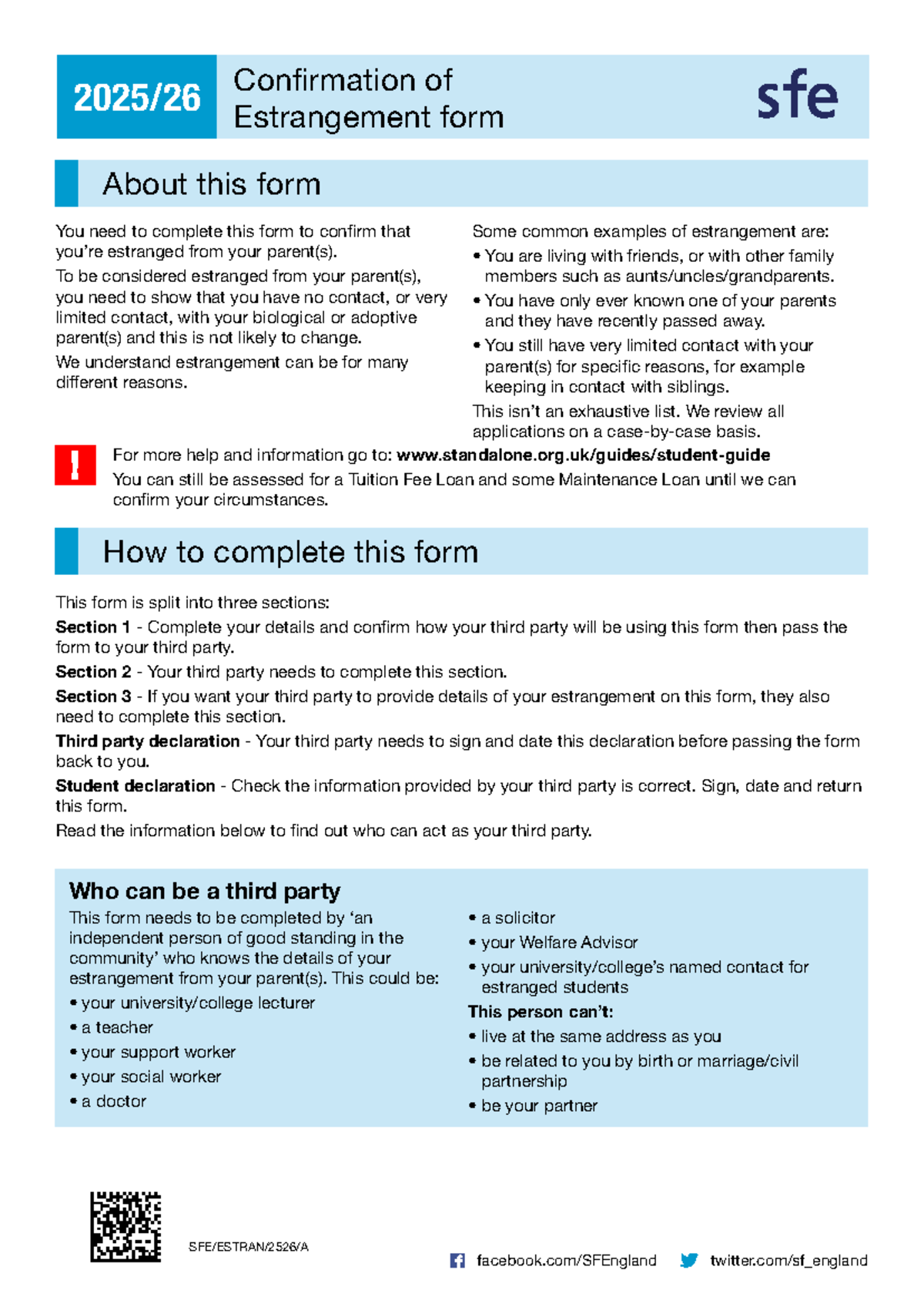 Estrangement Confirmation Form for Student Finance Support - Studocu