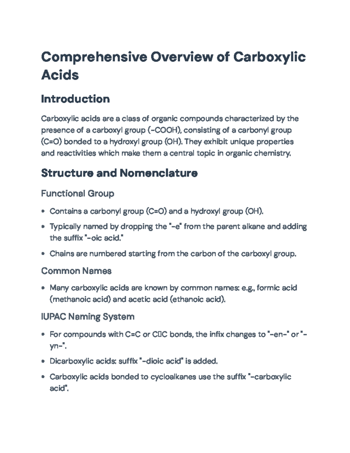 Comprehensive Guide to Carboxylic Acids - Overview & Reactions ...