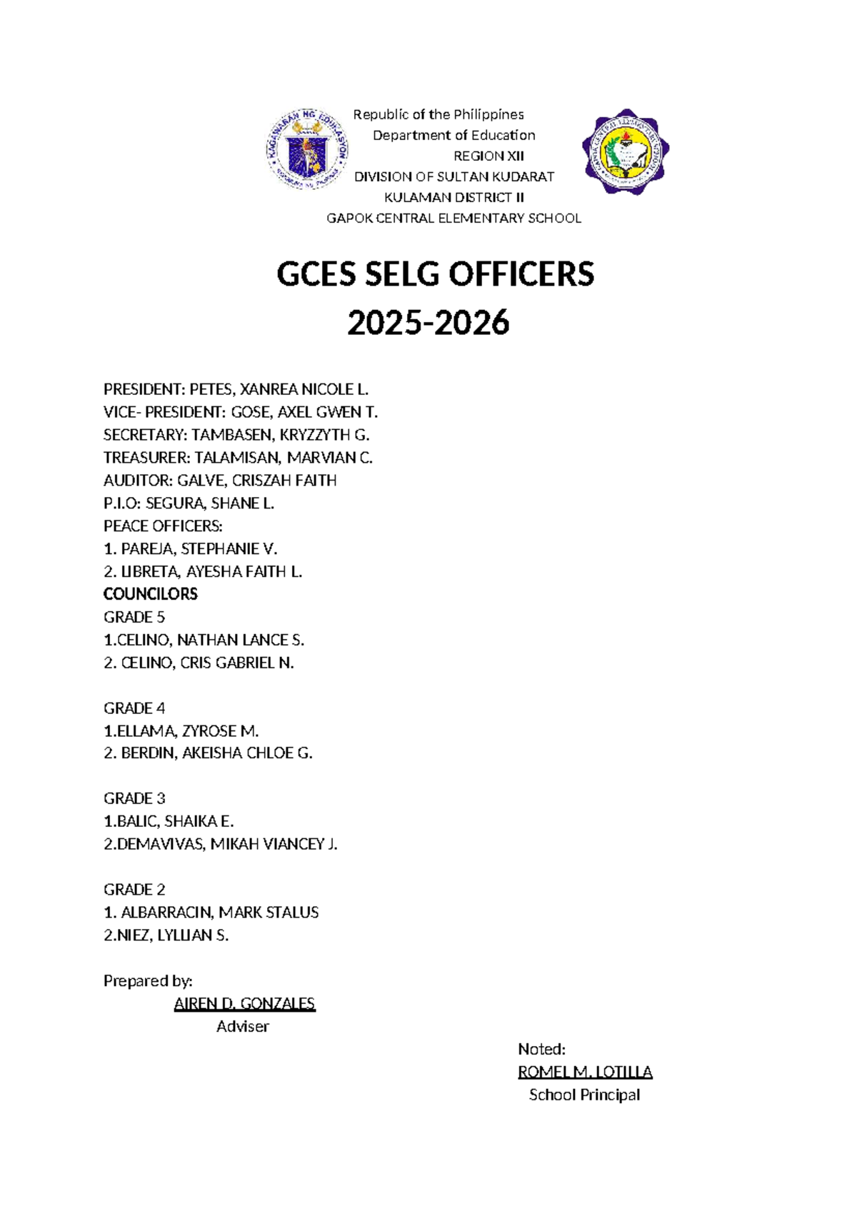 SELg Meeting Minutes - Gapok Central Elementary School (March 21, 2025 ...