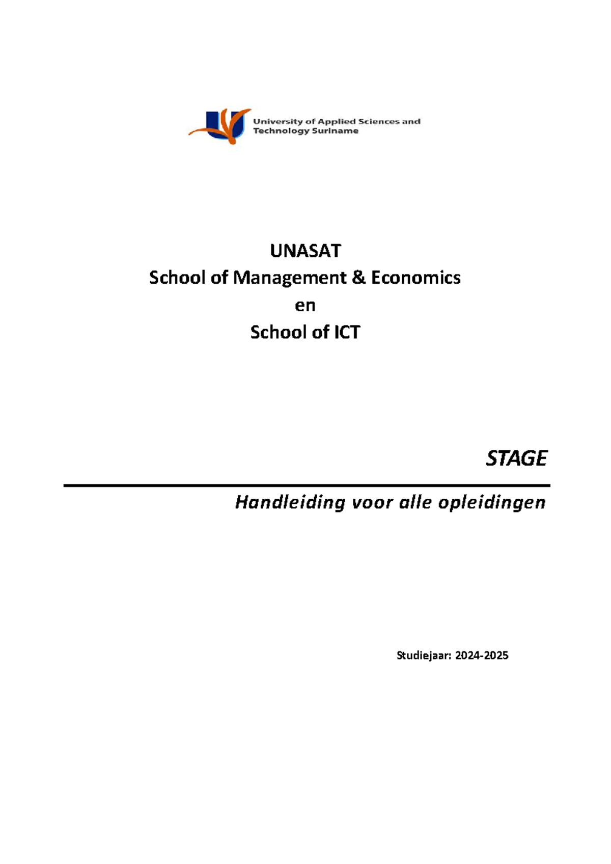 Handleiding Stage UNASAT School of Management 2025-2026 - Studocu
