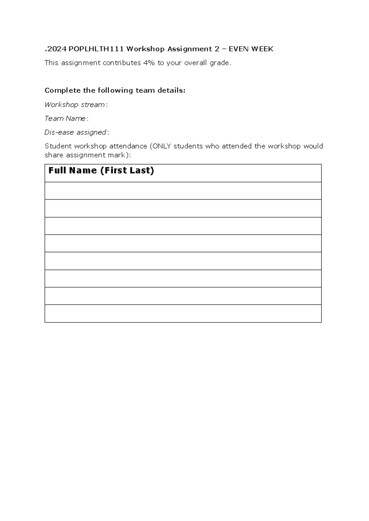2024 Assignment Two -Even Week - Final - .2024 POPLHLTH111 Workshop ...