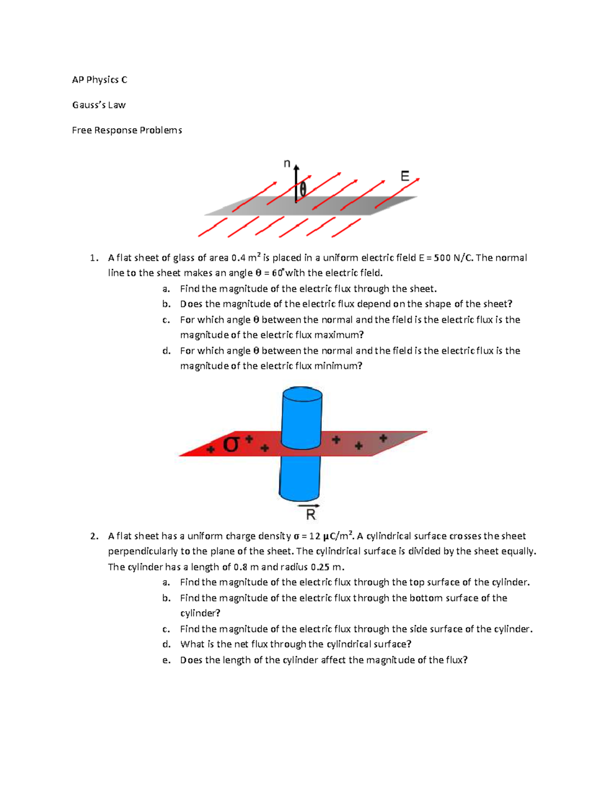 AP Physics C: Gauss's Law Free Response Problems - Studocu