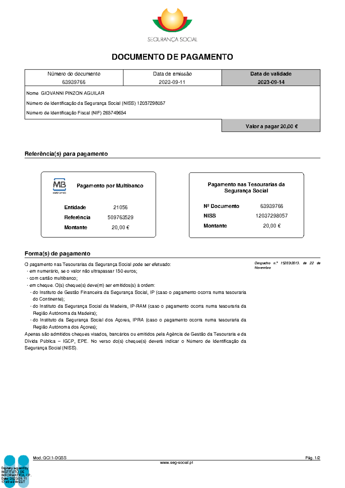 origens inserções - DOCUMENTO DE PAGAMENTO 63939766 Número do documento ...
