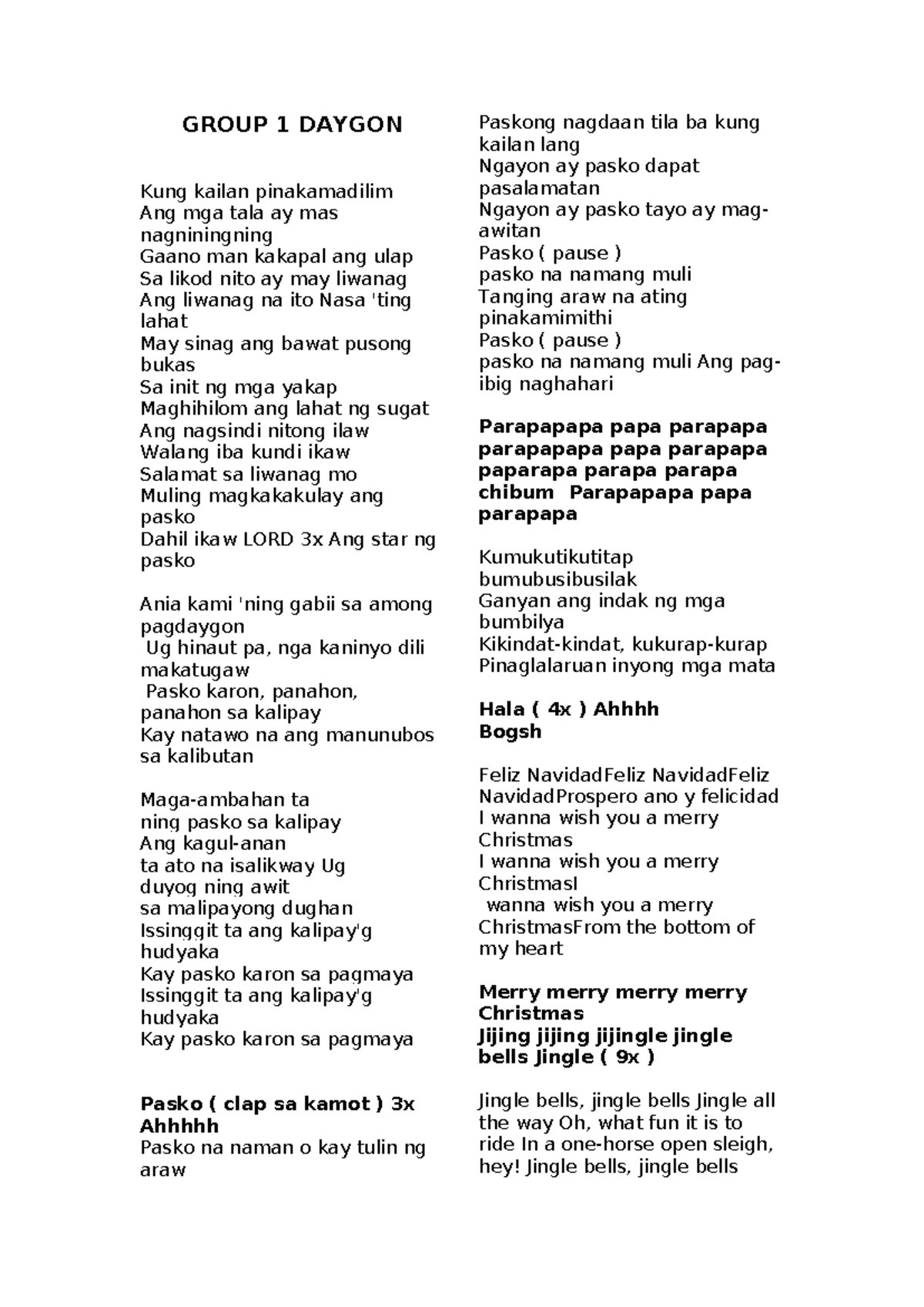 Group 1 Daygon-lyrics - hello - GROUP 1 DAYGON Kung kailan ...