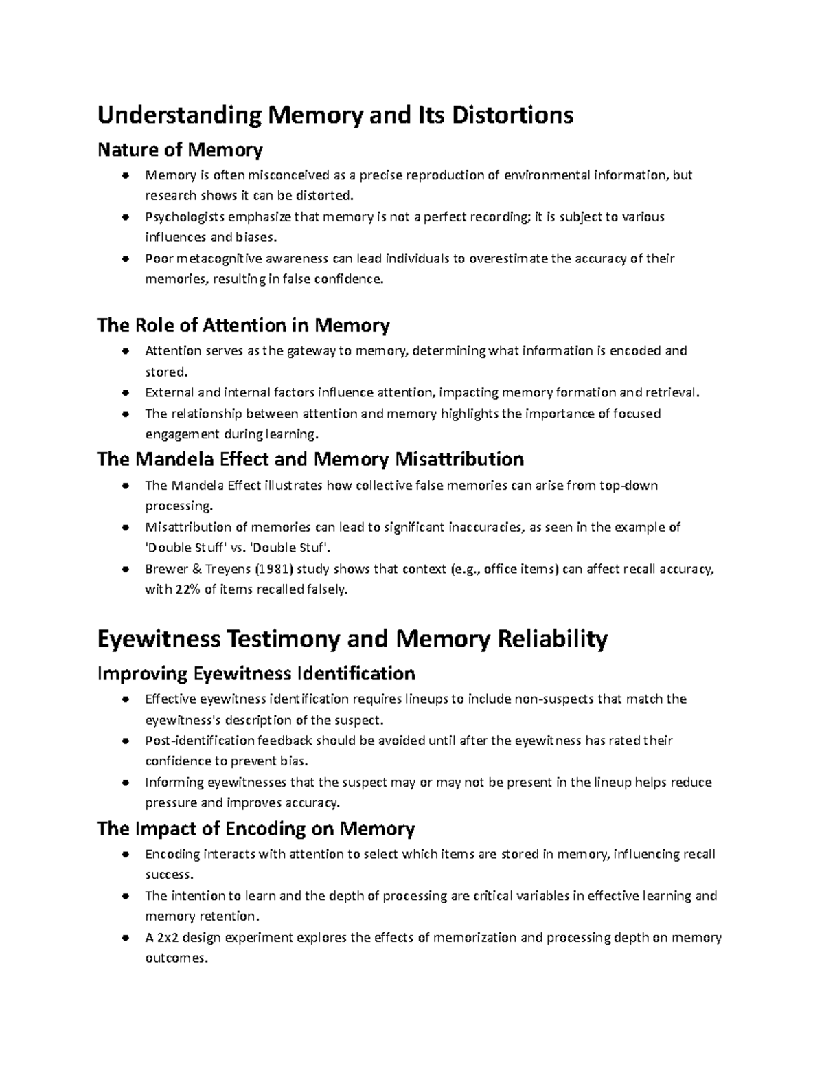 PSY101: Understanding Memory Distortions and Their Impacts - Studocu