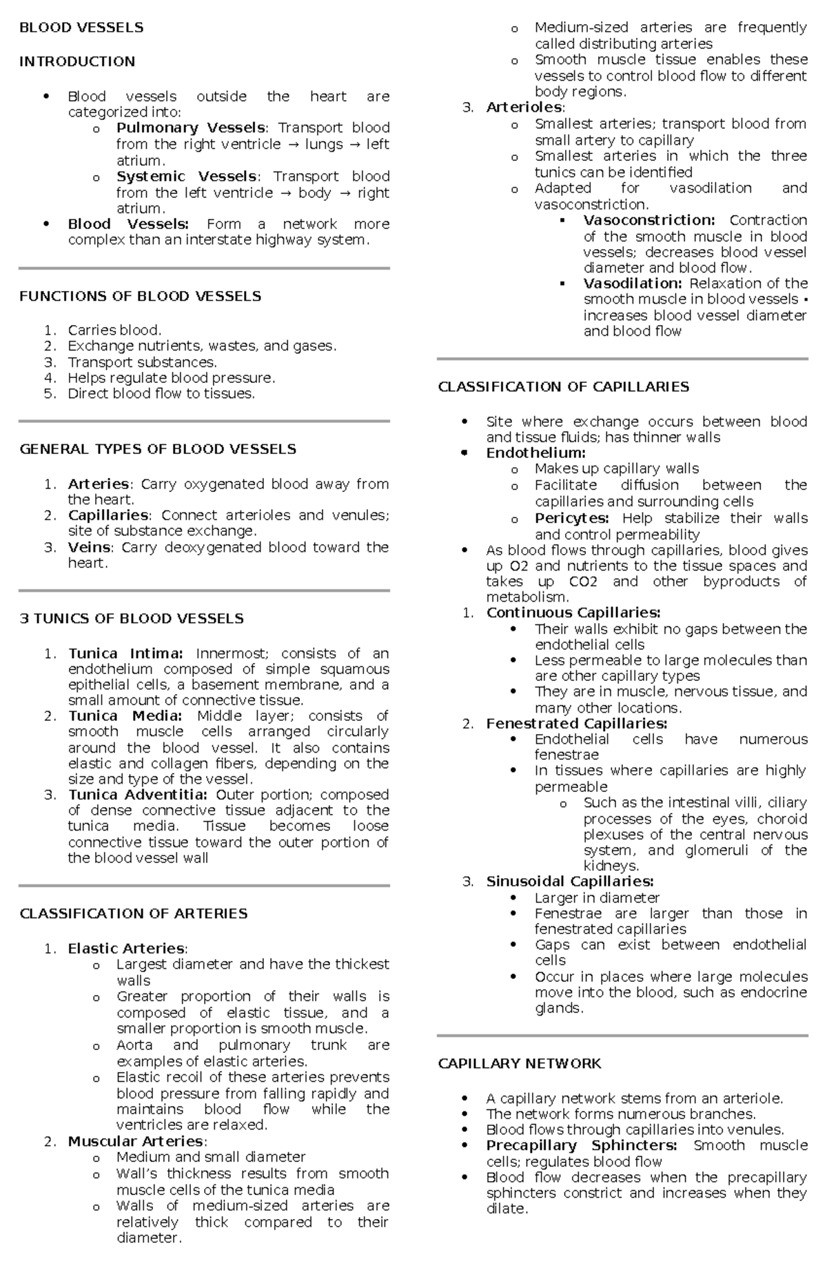 ANA2 - Blood Vessels Overview in the Cardiovascular System - Studocu