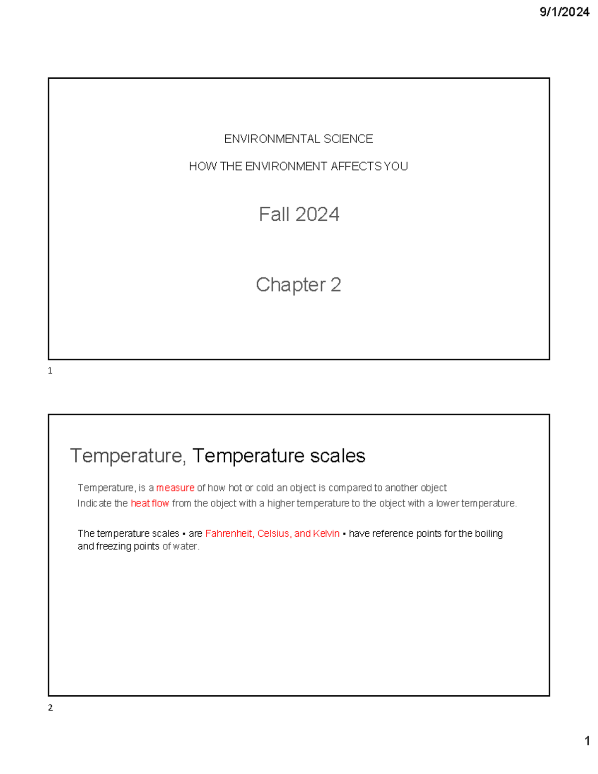 Environmental Science Chapter 2: Temperature & Earth's Systems (ENV 101 ...
