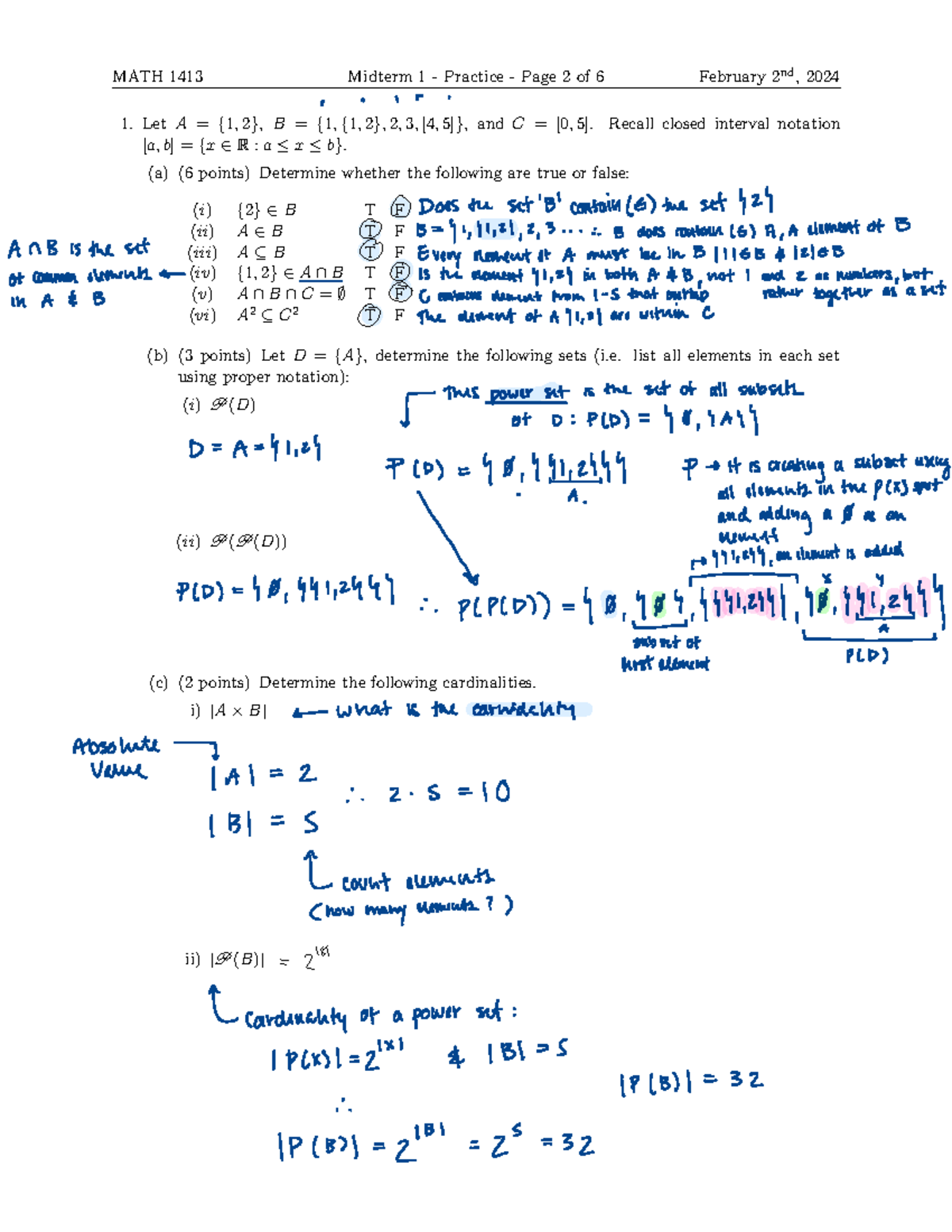 MATH 1413 Midterm 1 Full Review Practice Questions - Studocu