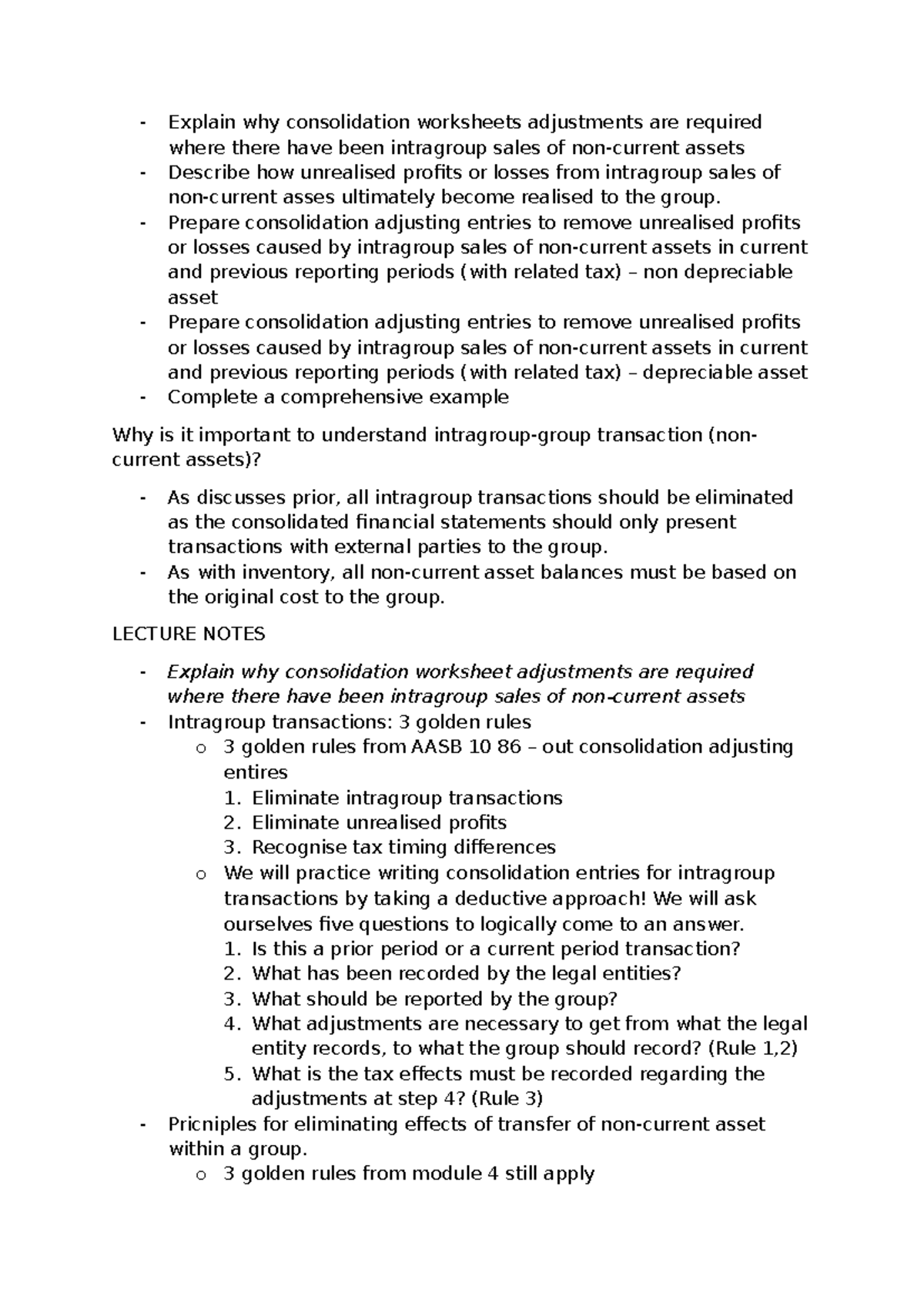 Consolidation Adjustments for Intragroup Asset Sales - Module 5 Lecture ...