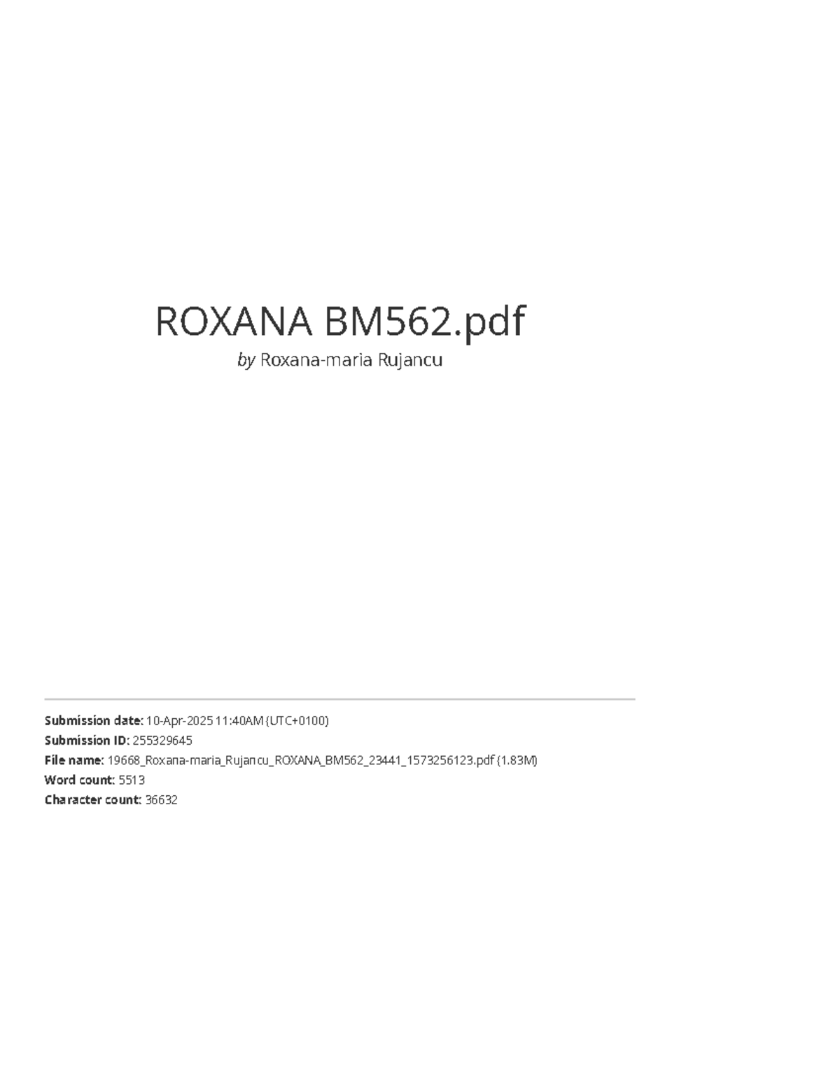 Roxana BM562 - Assignment Submission Details and Overview - Studocu