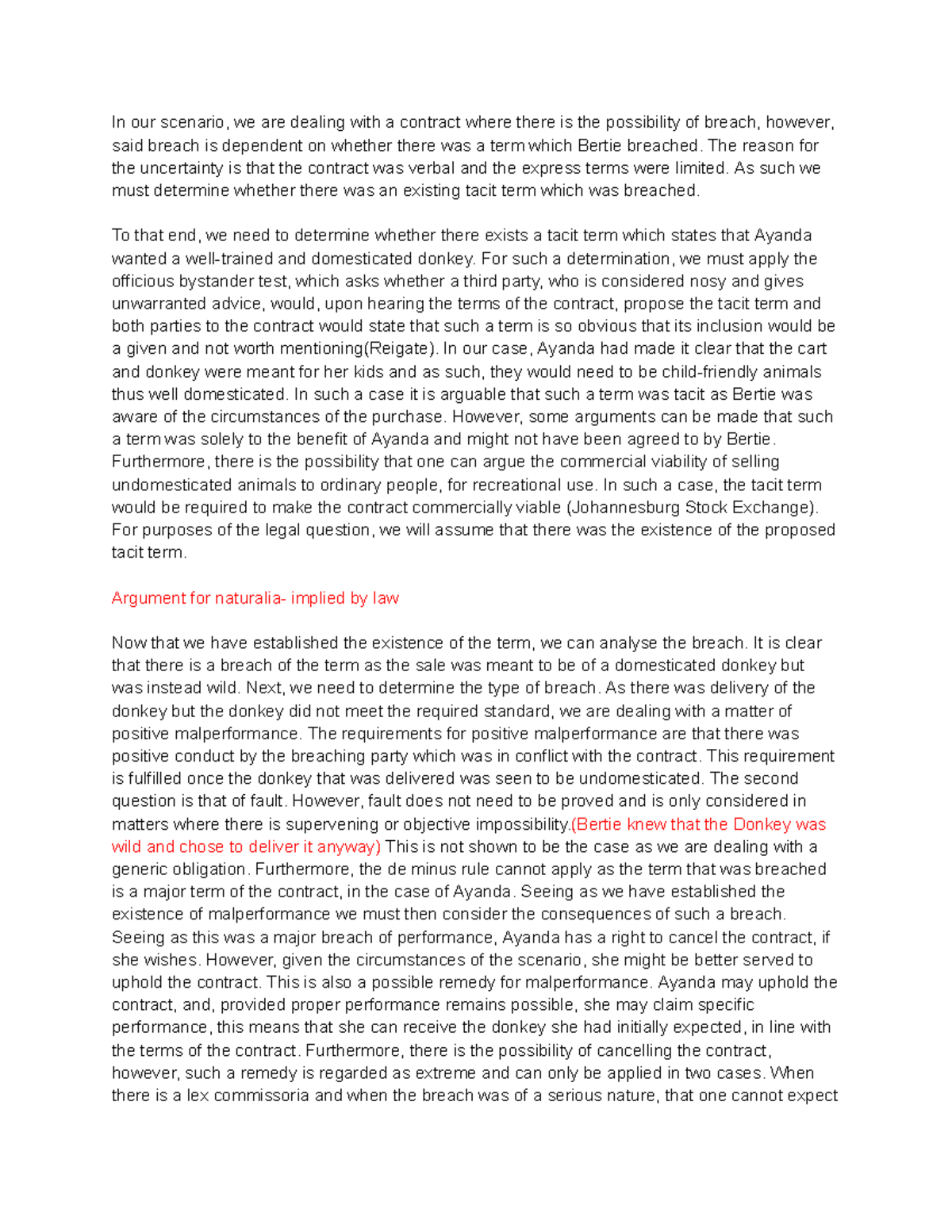 Contract Law Analysis: Breach, Repudiation, and Remedies (LAW 101 ...