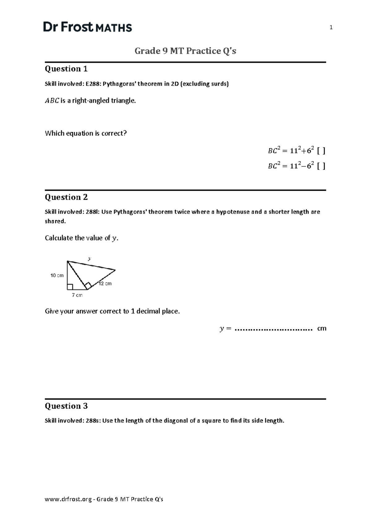 Grade 9 MT Practice Questions: Geometry & Volume Concepts - Studocu