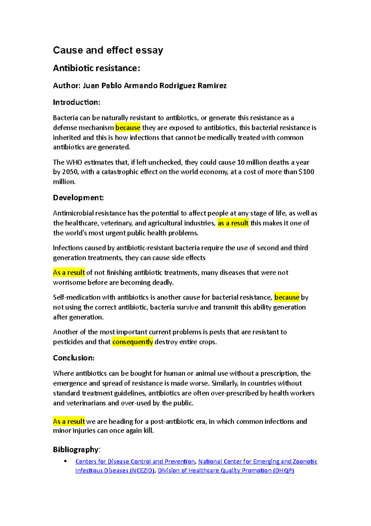Cause and effect essay - Ensayo de ingles - Cause and effect essay ...
