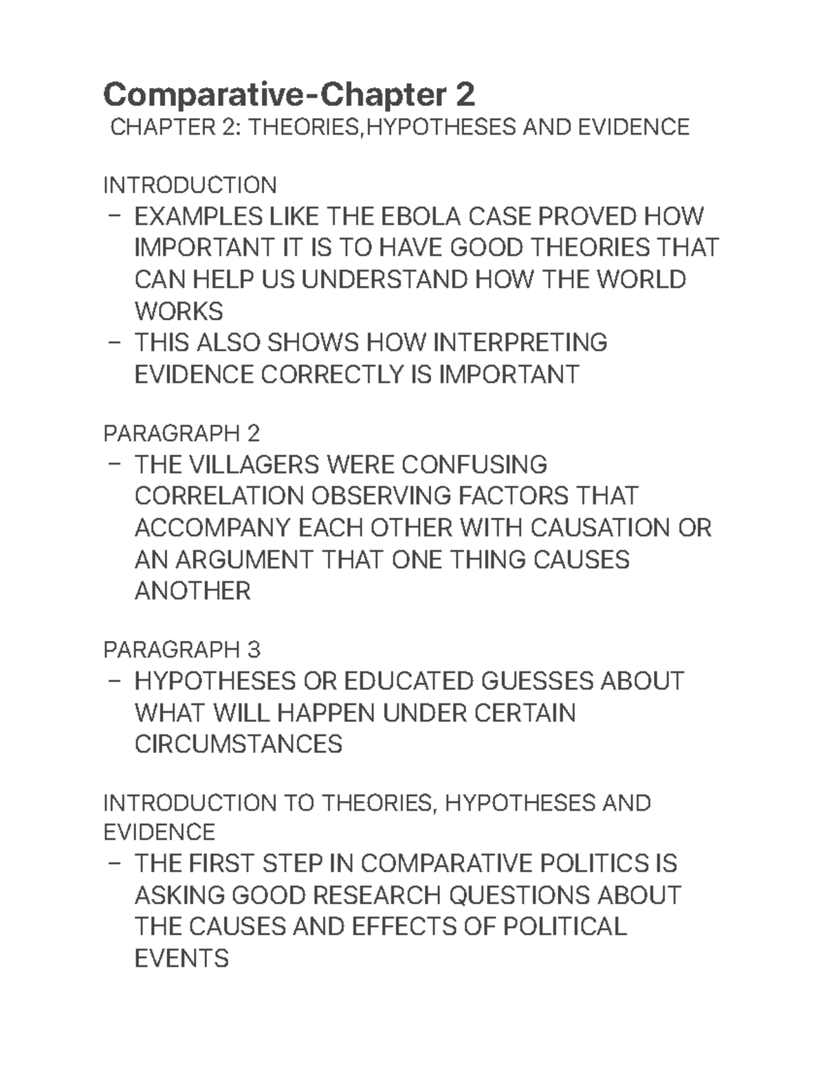 Comparative Politics: Chapter 2 Theories, Hypotheses & Evidence Notes ...