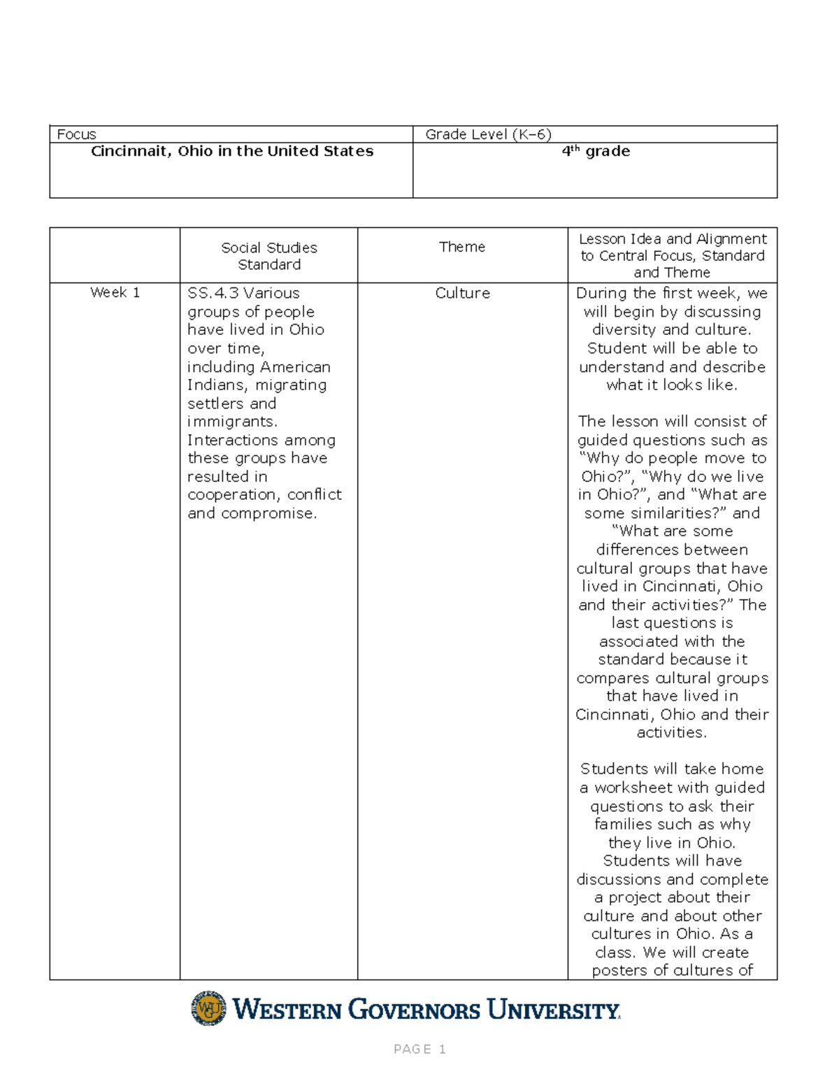 SS.4 Grade 4 Social Studies Curriculum Plan for Ohio - Studocu