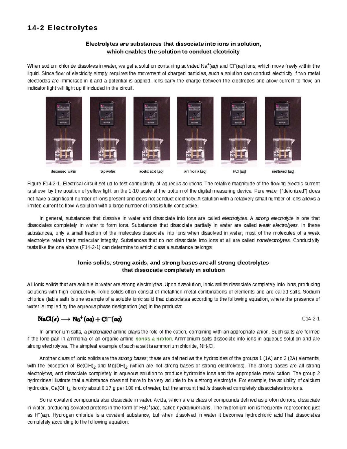 Understanding Electrolytes: Strong, Weak, and Nonelectrolytes - 14-2 ...