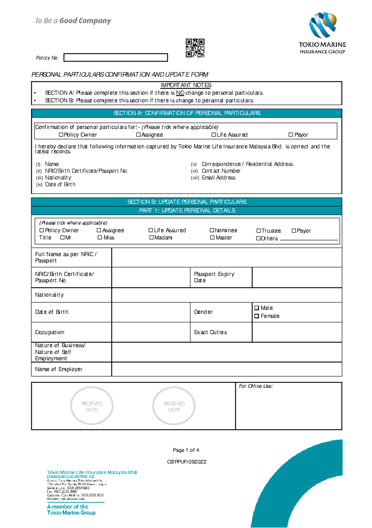 Personal Particulars Update Form CS/PPUF Revision 092022 - Studocu