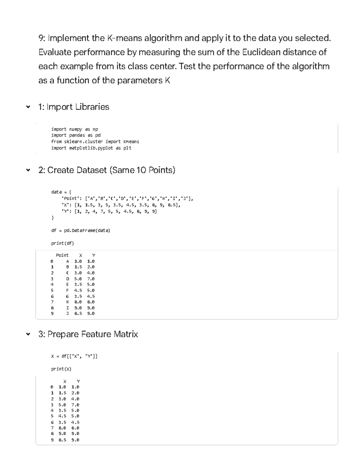 Exp 9: K-Means Clustering Algorithm Implementation and Evaluation - Studocu