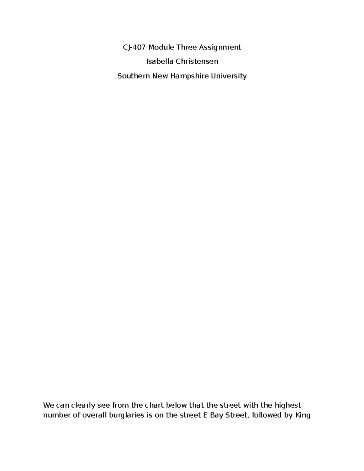 CJ-407 Module 3 Assignment: Analyzing Burglary Patterns on E Bay St ...