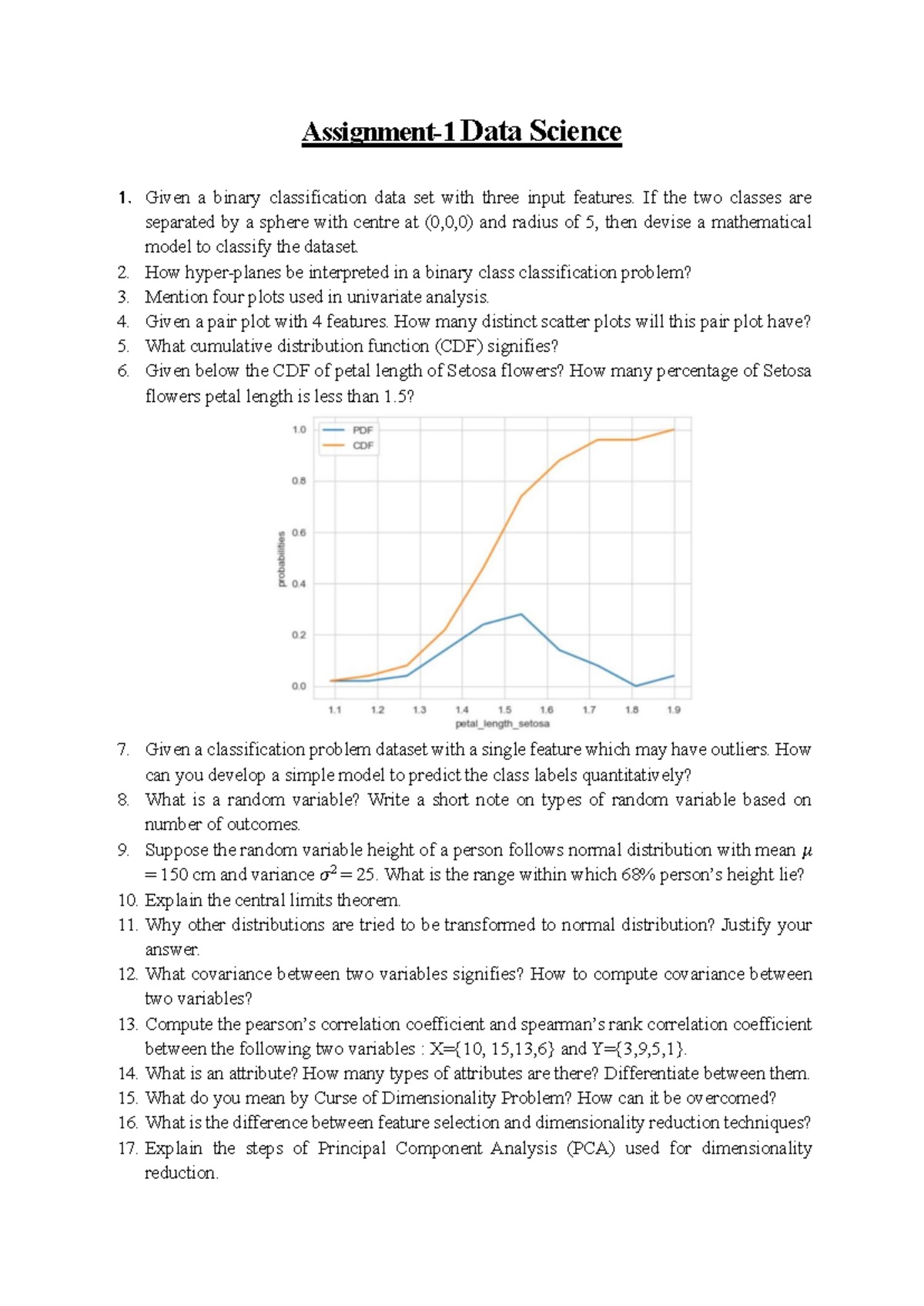 Assignment-1 Data Science - Assignment- 1 Data Science Given a binary ...