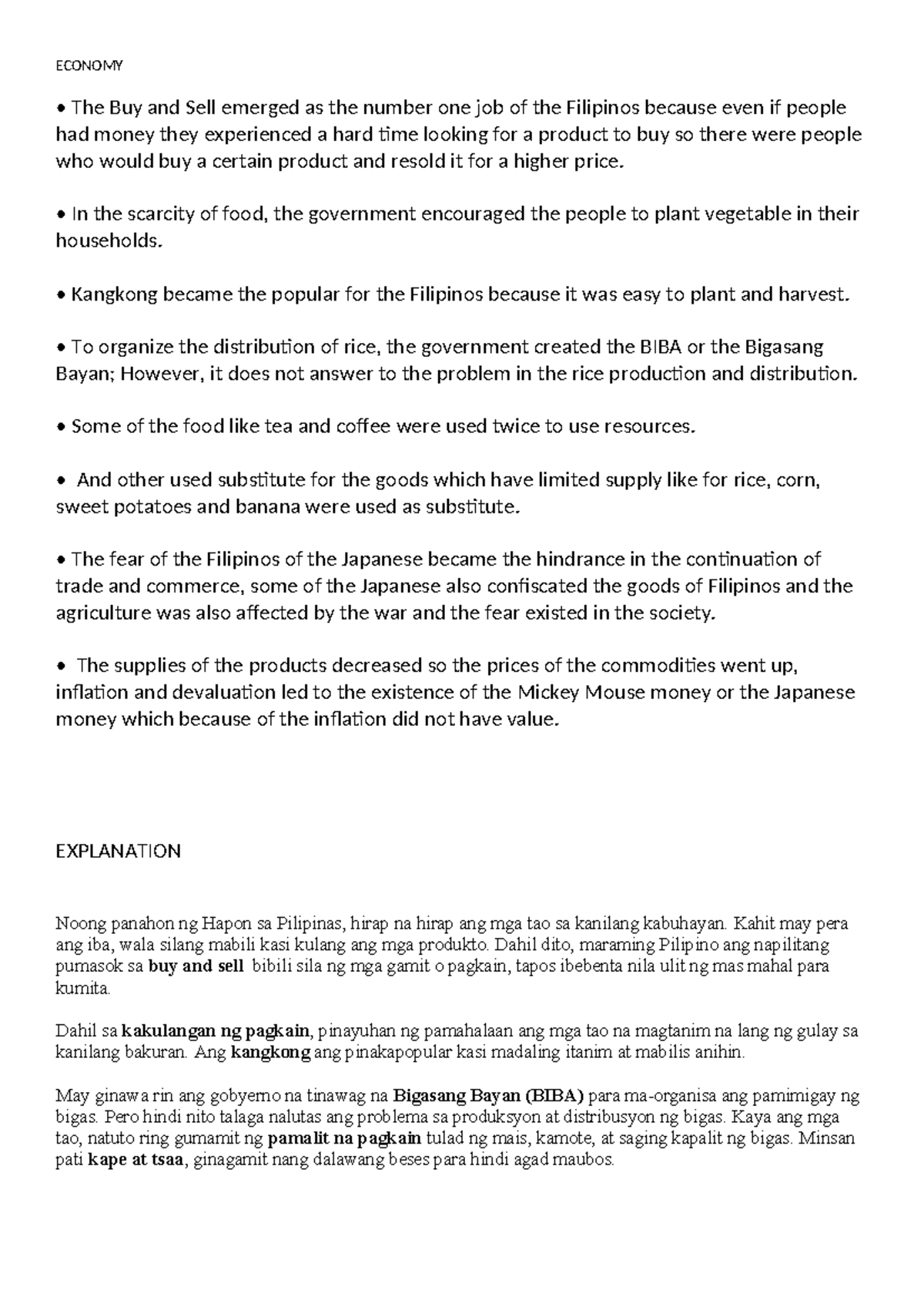 ECON 101: Economic Challenges in the Philippines During Japanese ...