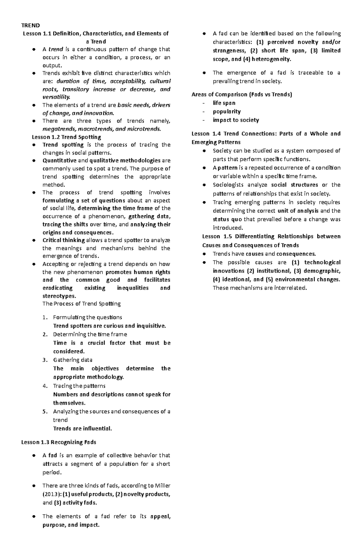 TREND 101: Key Insights on Trends, Spotting, and Fads - Studocu