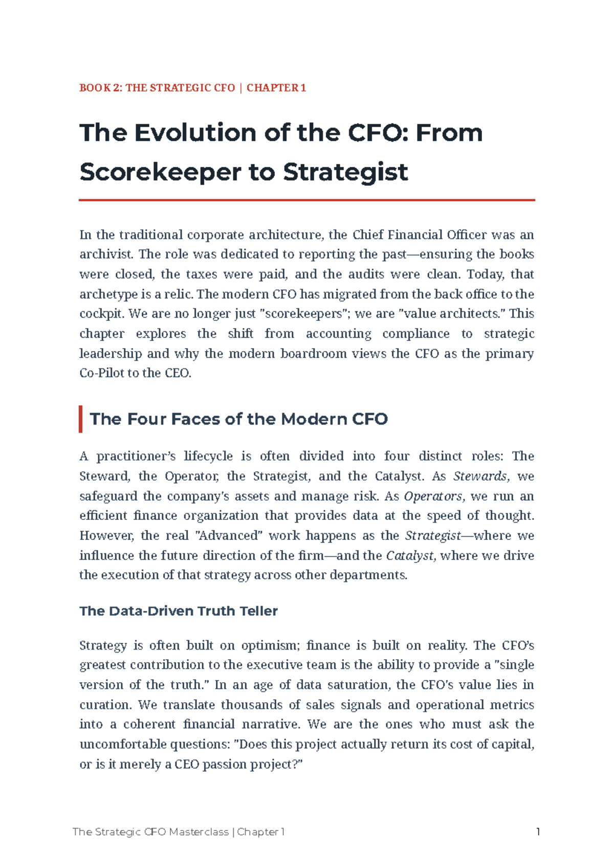 Book 2: The Strategic CFO - Chapter 1 Evolution of the CFO - Studocu