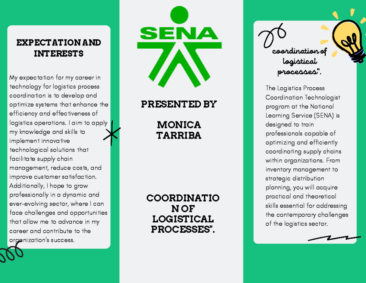 Tríptico Informativo: Expectativas en Coordinación Logística - Studocu