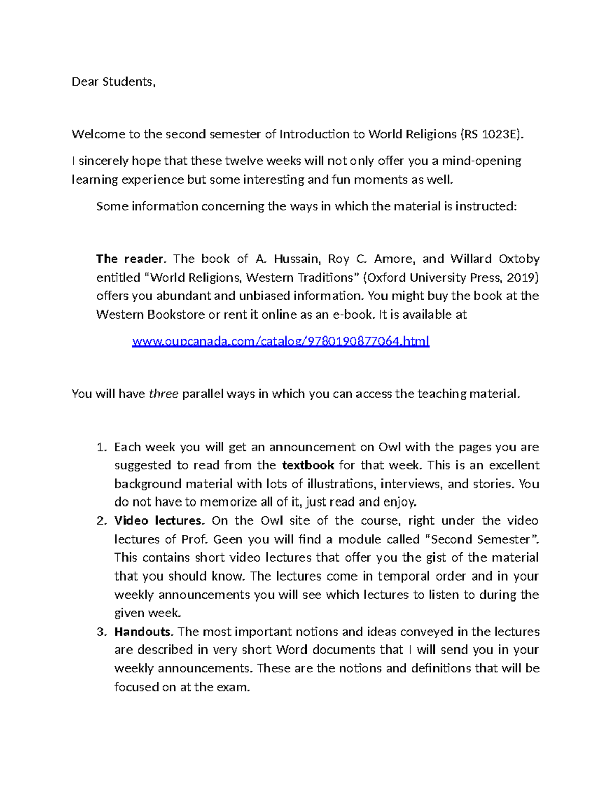 2025 RS 1023 Introduction to World Religions: Semester Overview - Studocu