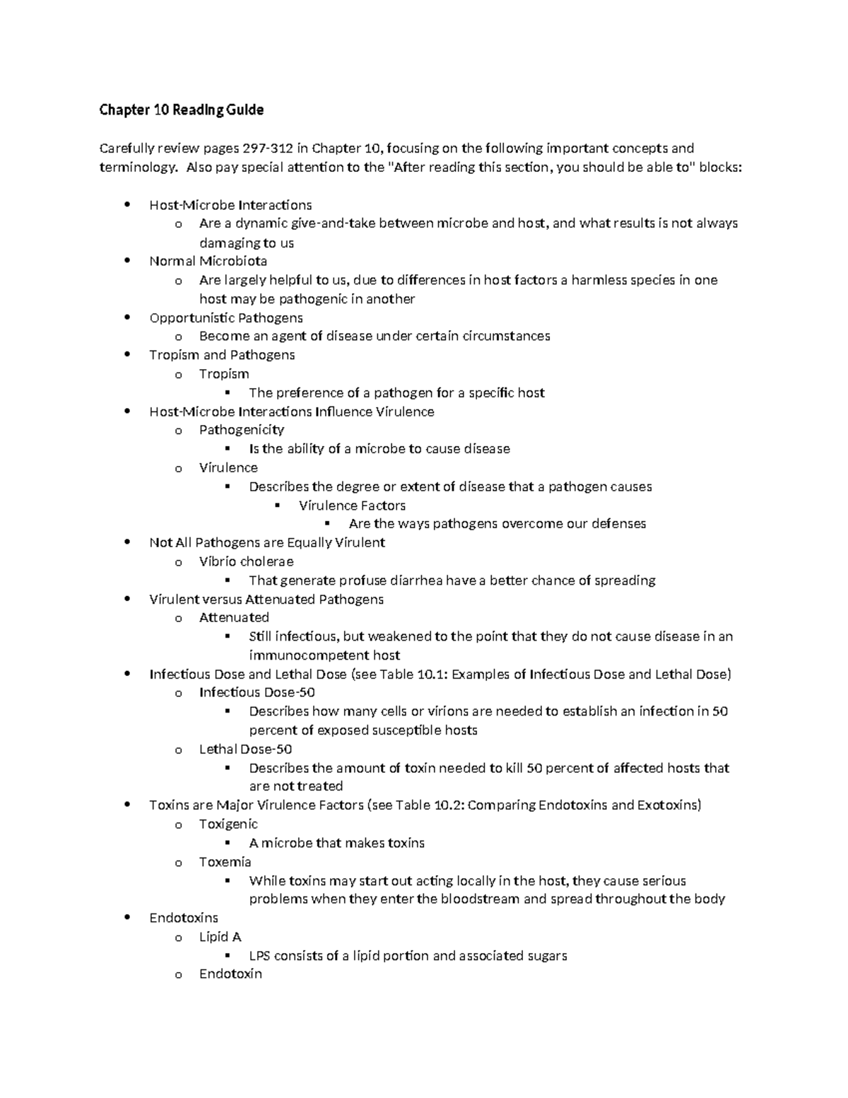 Chapter 10 Reading Guide: Host-Microbe Interactions & Pathogen Dynamics - Studocu