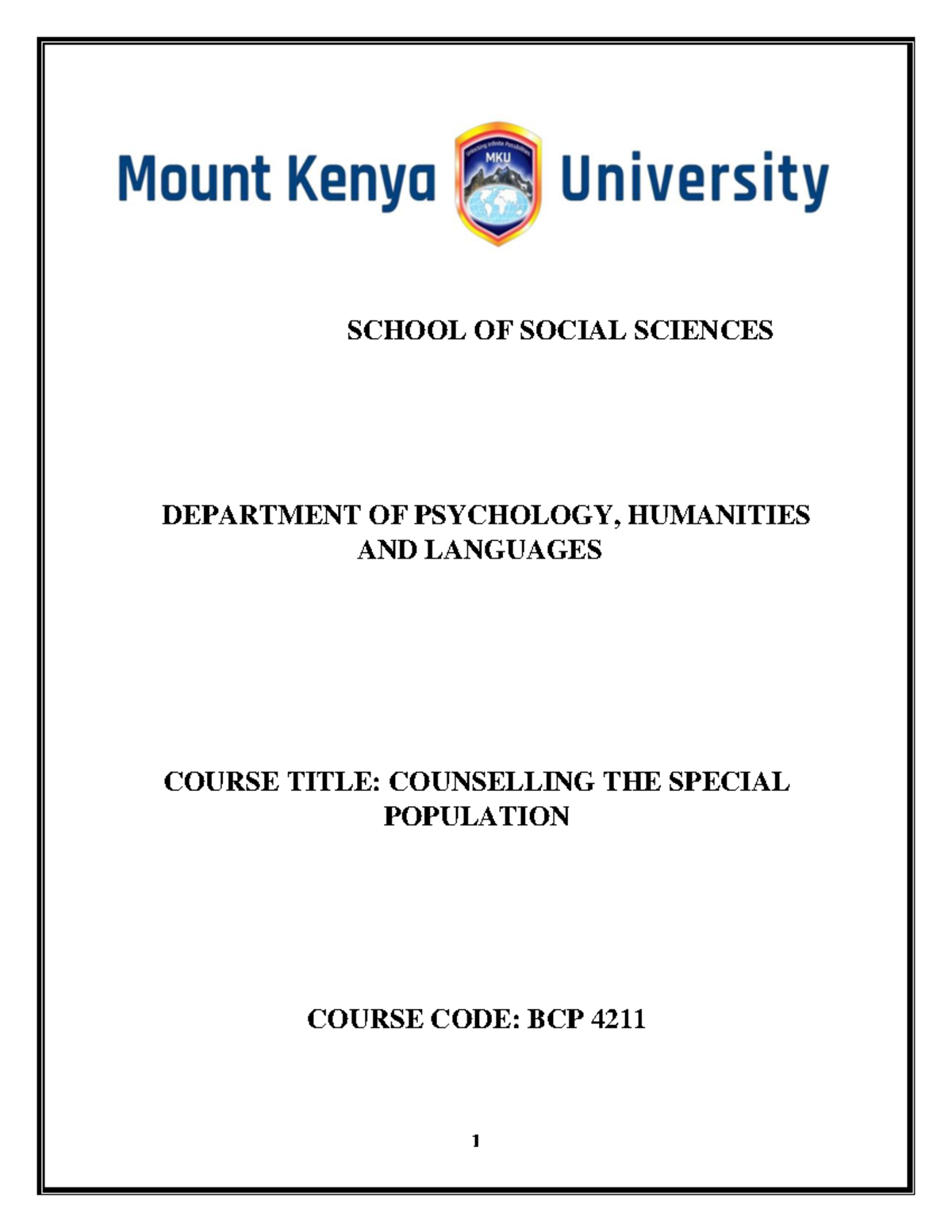BCP 4211: Counseling Strategies for Special Populations - Studocu