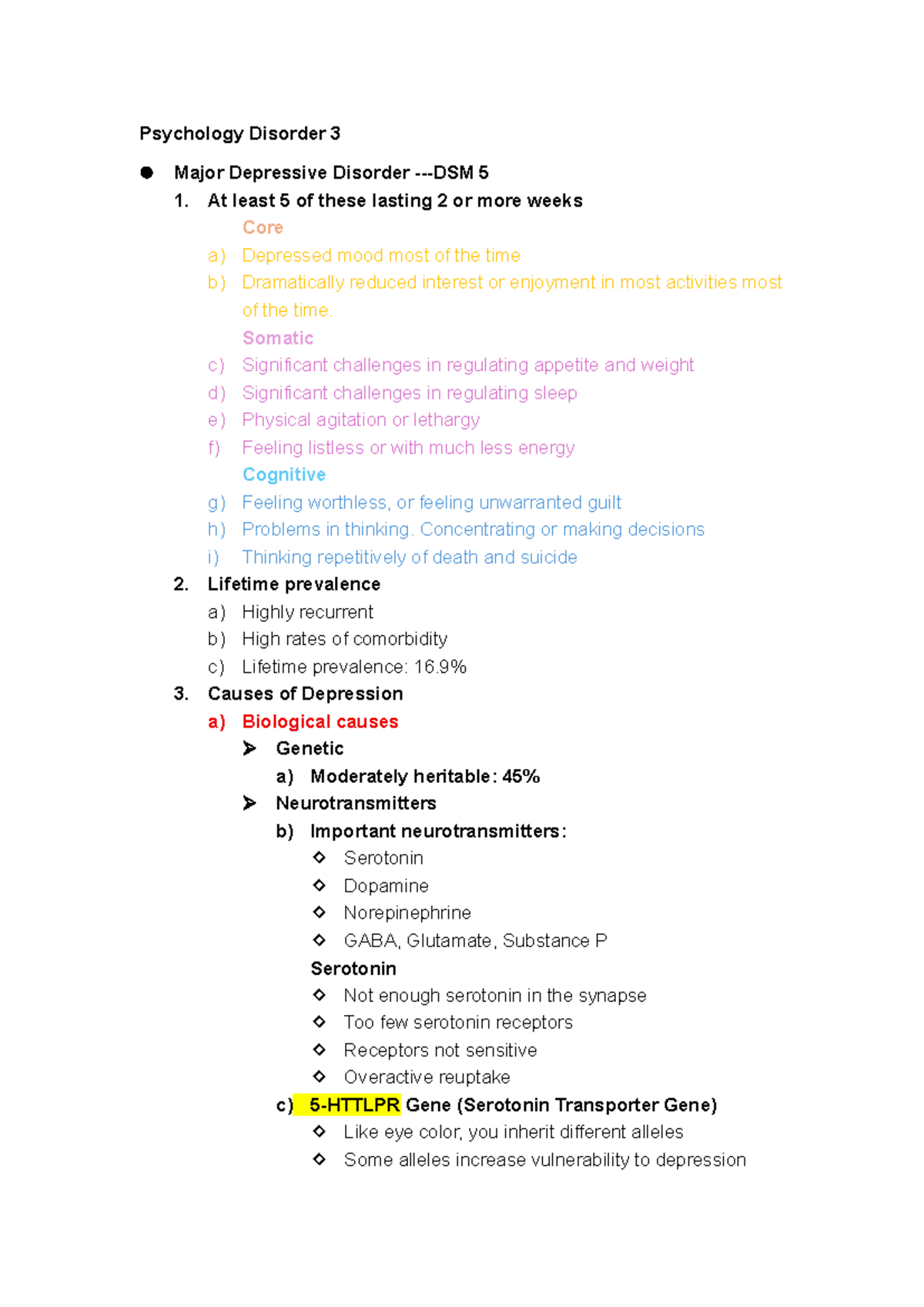 Psychology Disorder 3 - Major Depressive & Bipolar Disorder Notes - Studocu