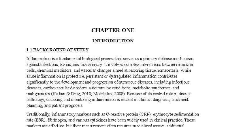 Neutrophil-Lymphocyte Ratio (NLR) as an Inflammatory Marker: Chapter 1 - Studocu
