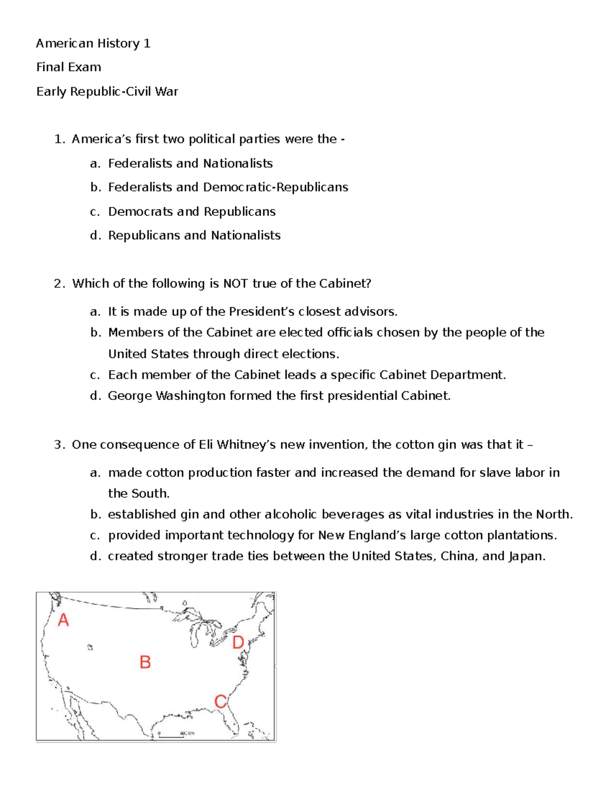 American History 1 Final Exam Review: Early Wars and Key Events - Studocu