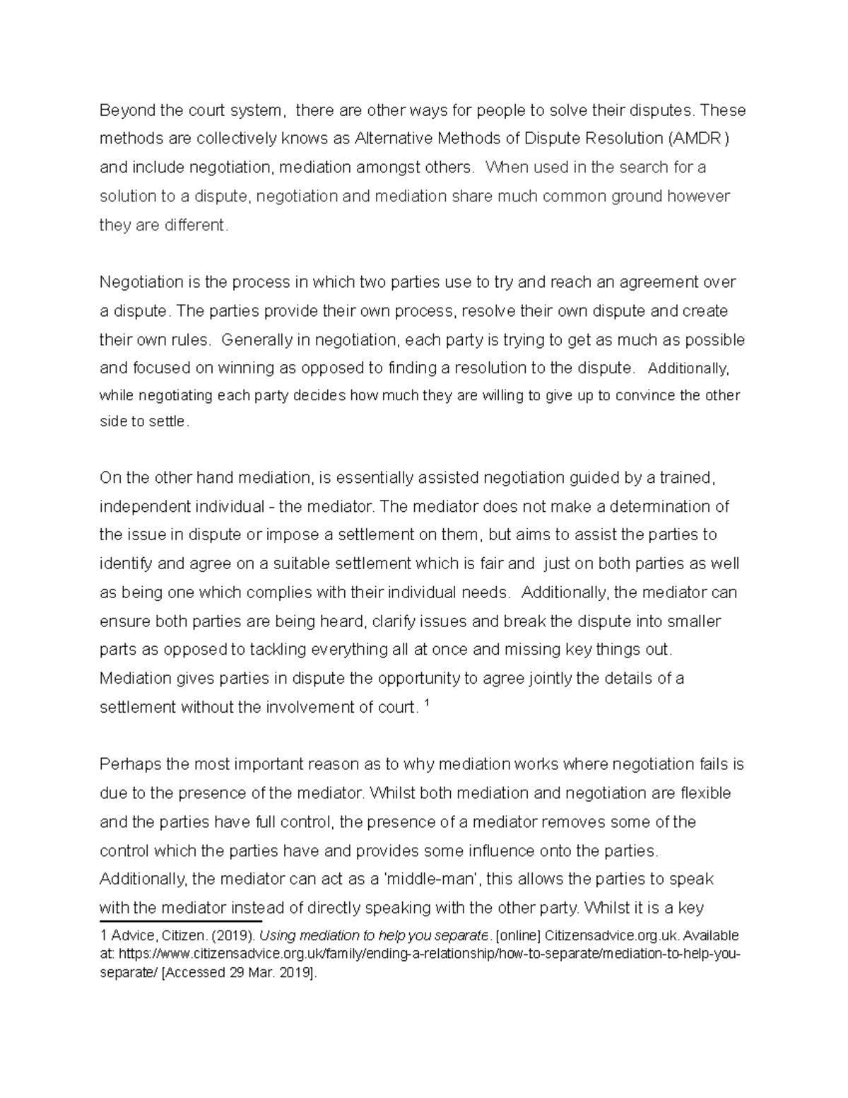 Mediation Essay - Understanding Alternative Dispute Resolution ...
