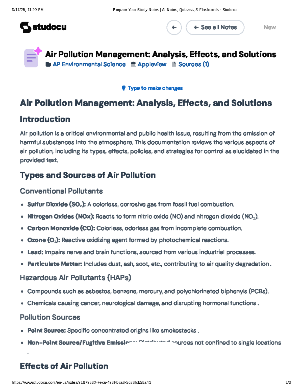 Chapter 10 ENV1001: Air Pollution Management Summary & Analysis - Studocu
