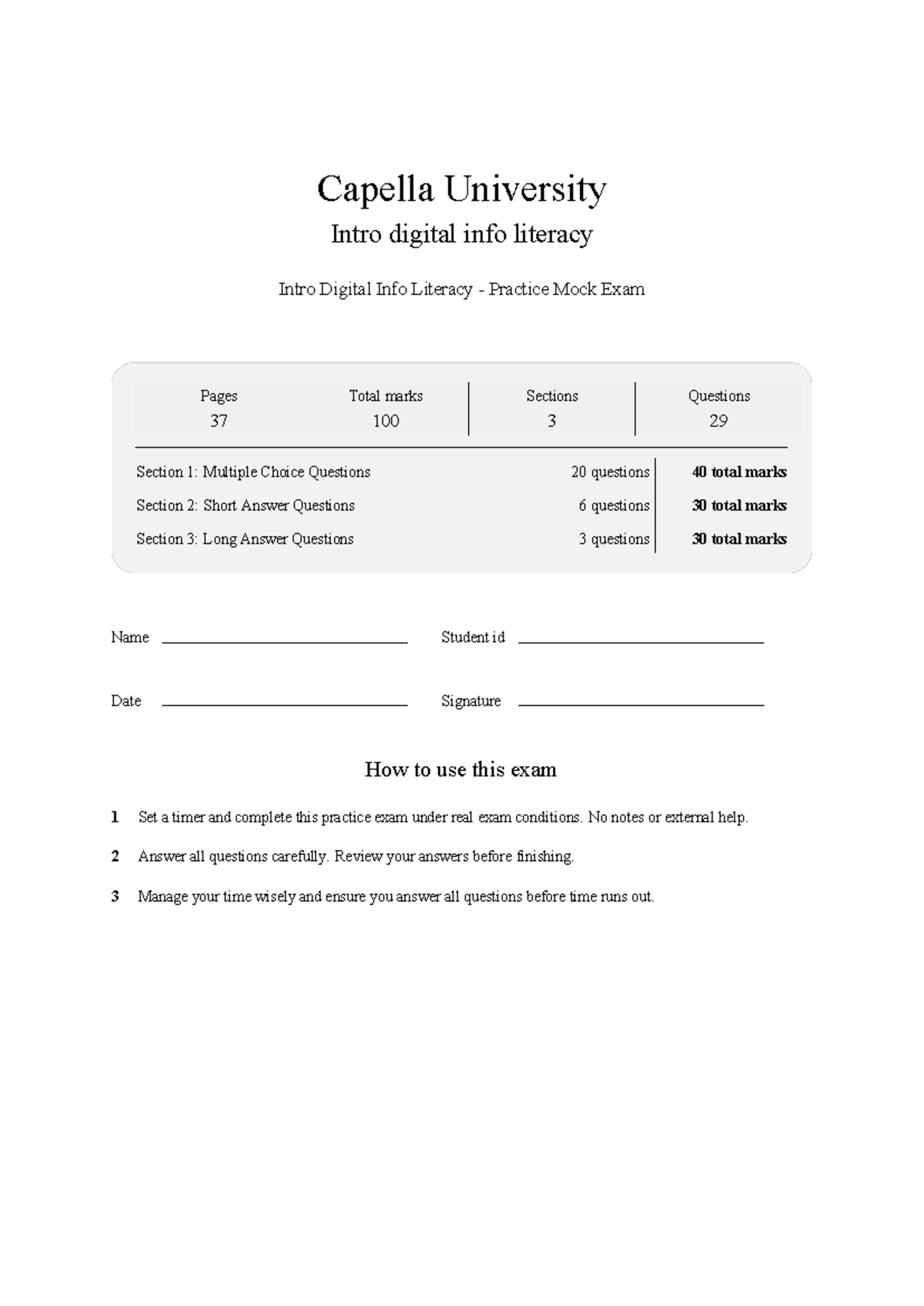 Com1150 Intro Digital Info Literacy CU Practice Mock Exam 2026 - Studocu