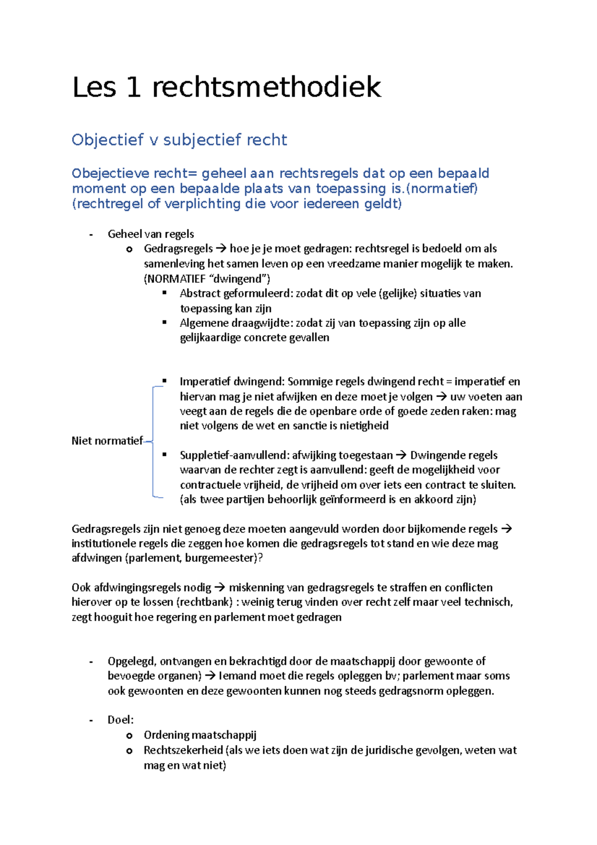 Les een rechtsmethodiek - Les 1 rechtsmethodiek Objectief v subjectief ...
