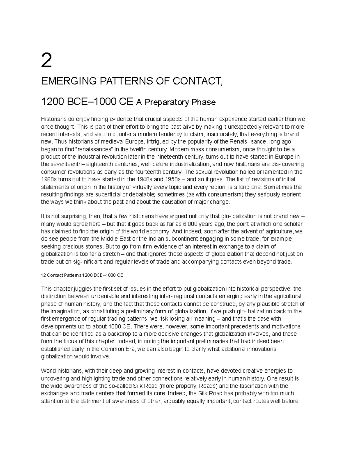 Global History Notes: Chapter 2 - Contact Patterns (1200 BCE–1000 CE ...