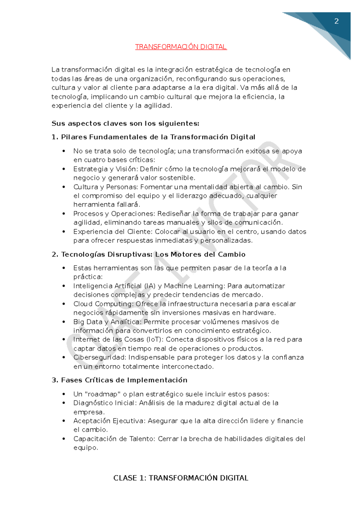 CLASE 1: TRANSFORMACIÓN DIGITAL - Fundamentos y Beneficios - Studocu