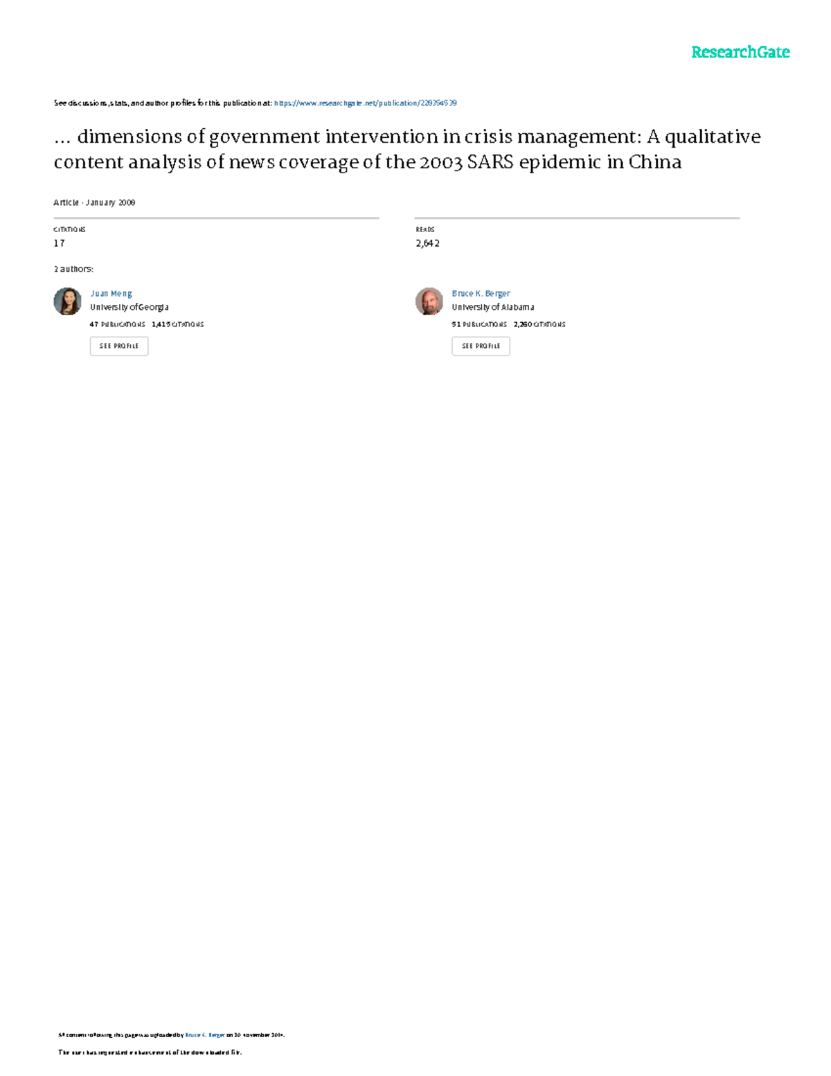 Crisis Management Strategies: Analyzing Government Response to SARS ...
