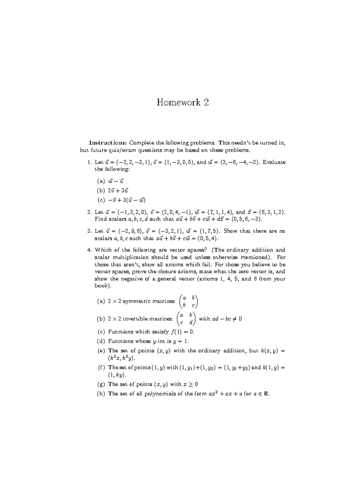 Homework 2 Instructions: Linear Algebra Problem Set and Guidelines ...